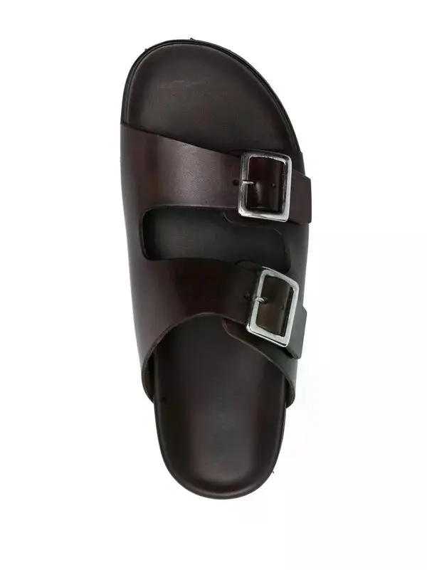 SCAROSSO Leather Buckle Sandals