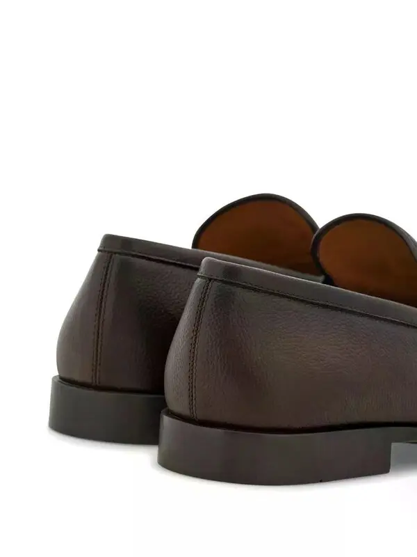 FERRAGAMO Gancini Plaque Leather Loafers