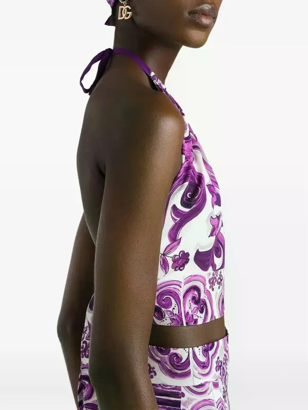 Dolce & Gabbana Majolica-print Charmeuse Top