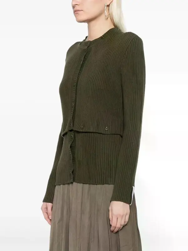 Rokh Multi-button Ribbed Knit Cardigan - Green