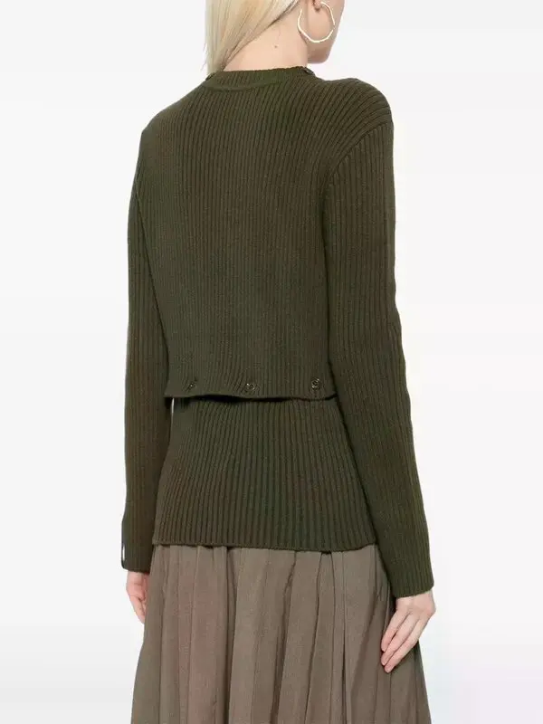 Rokh Multi-button Ribbed Knit Cardigan - Green