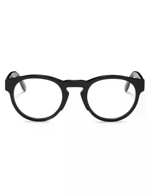 Palm Angels Monogram Plaque Round-frame Glasses - Black