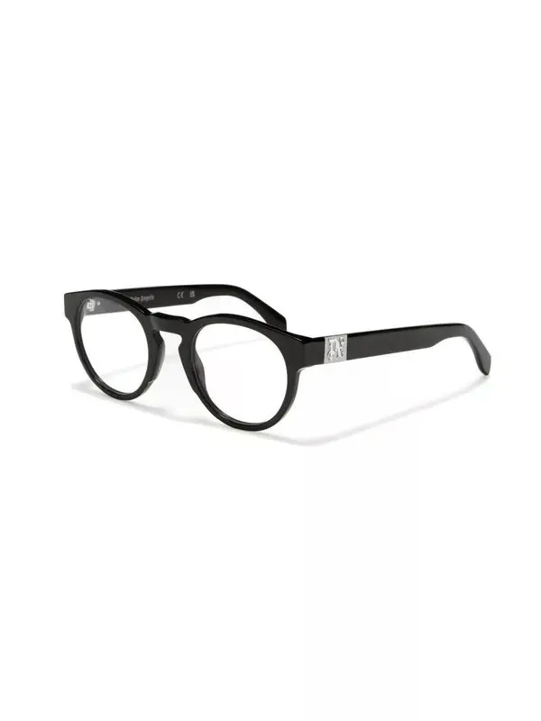 Palm Angels Monogram Plaque Round-frame Glasses