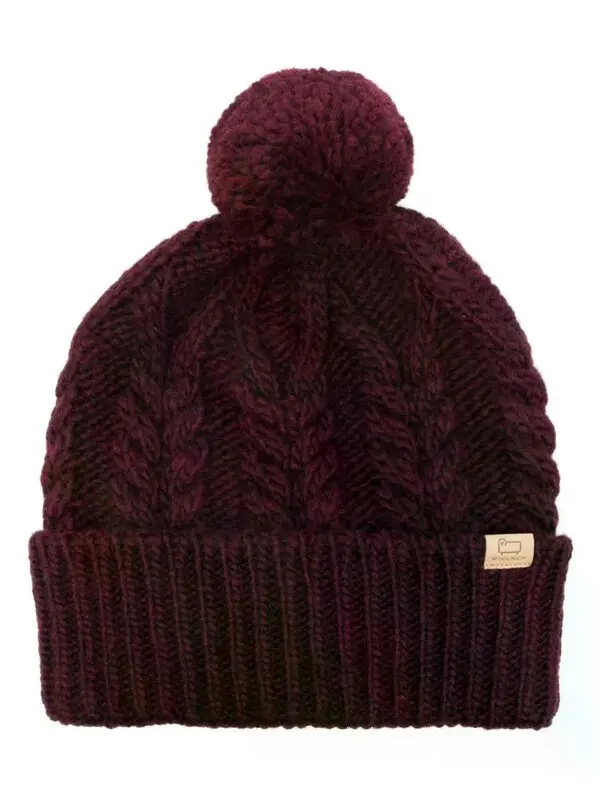 Woolrich Logo-tag Pompom-detail Beanie - Purple