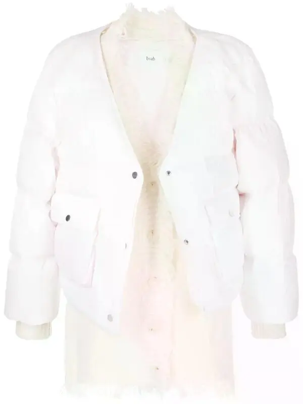 B+AB Layered Frayed Puffer Jacket - Pink