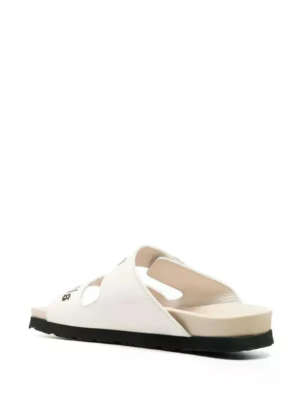 Palm Angels Logo-print Leather Flat Sandals - White