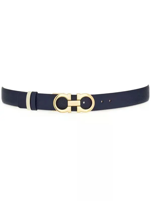 FERRAGAMO Gancini-plaque Reversible Leather Belt - Blue