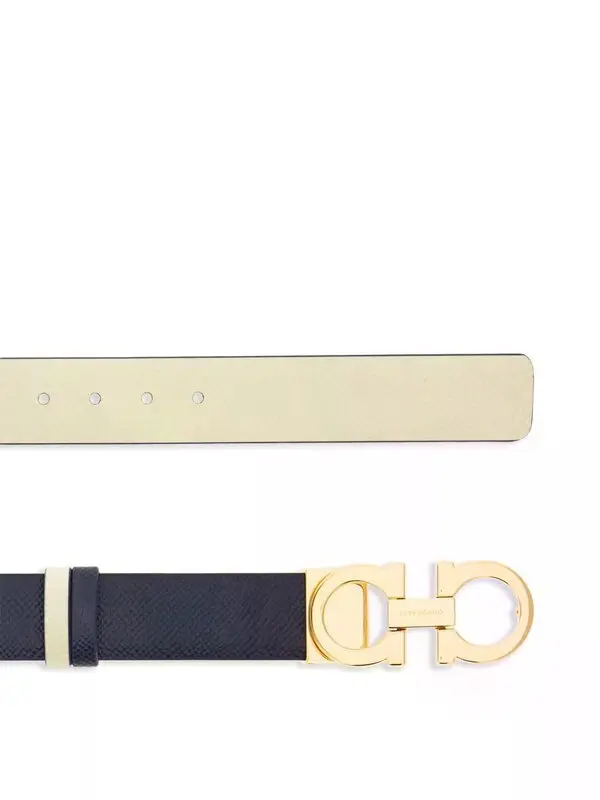 FERRAGAMO Gancini-plaque Reversible Leather Belt - Blue