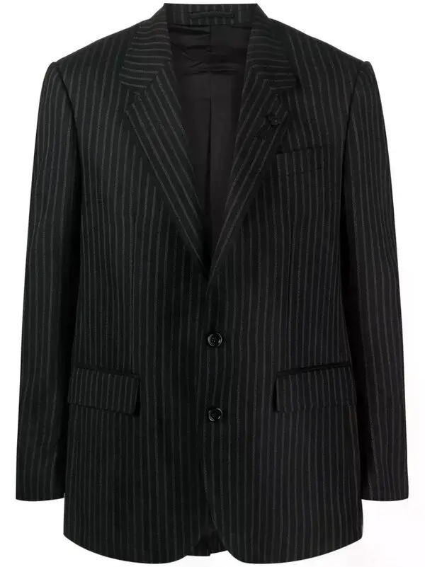 LARDINI Pinstripe-print Single-breasted Blazer - Black