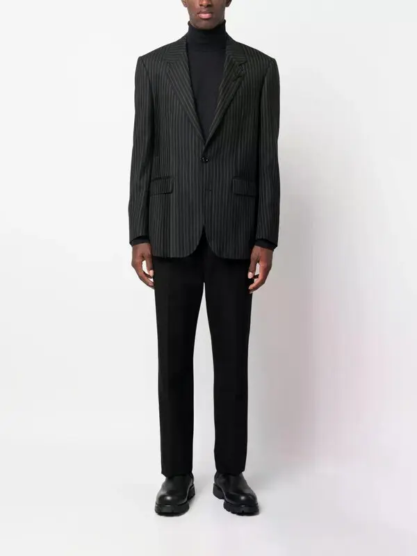 LARDINI Pinstripe-print Single-breasted Blazer - Black