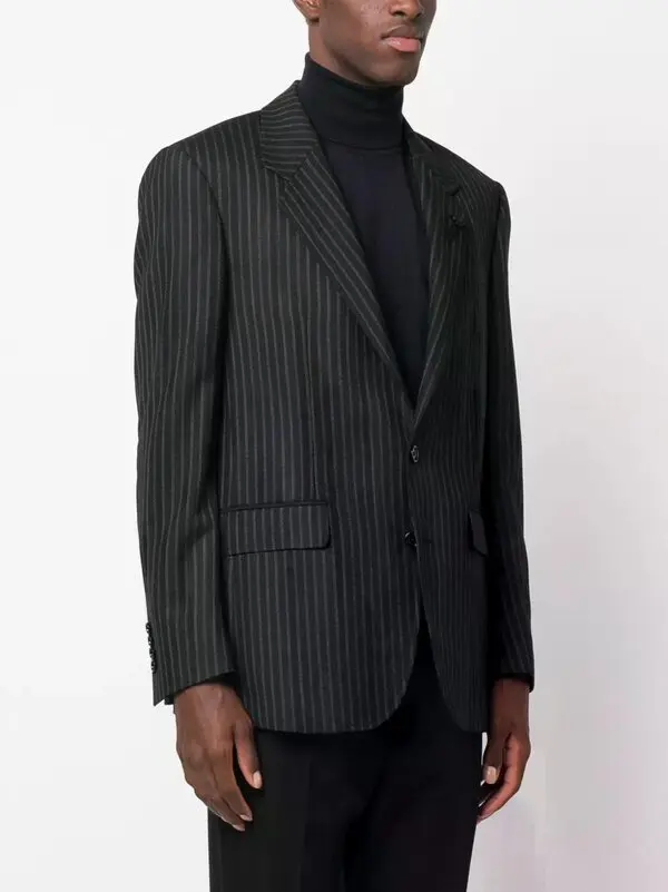 LARDINI Pinstripe-print Single-breasted Blazer - Black