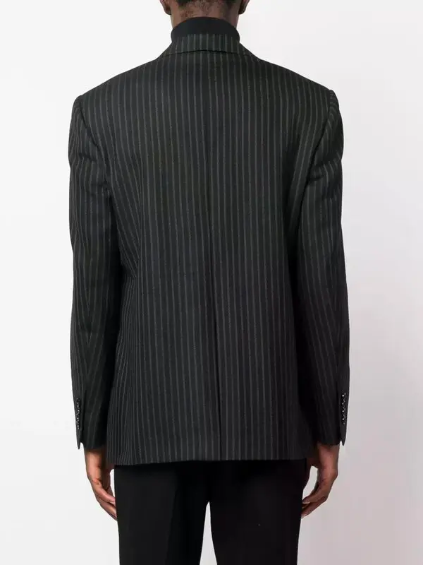 LARDINI Pinstripe-print Single-breasted Blazer - Black