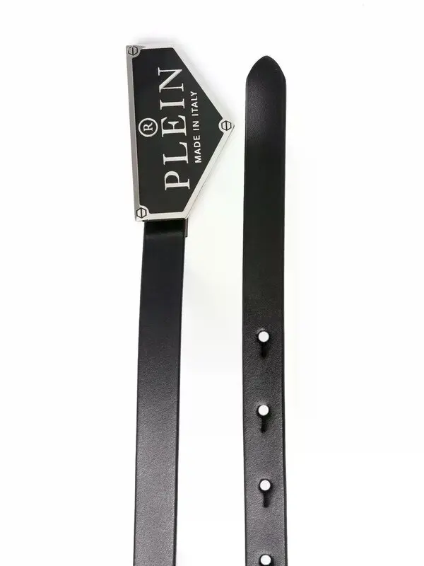 Philipp Plein Iconic Plein Leather Belt - Black