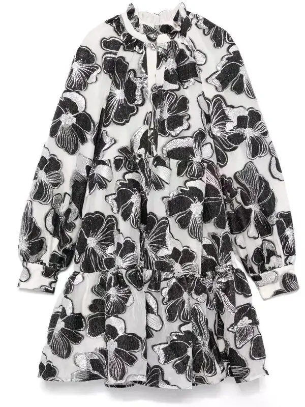 Stine Goya Anemone Jacquard Tier Mini Dress - White