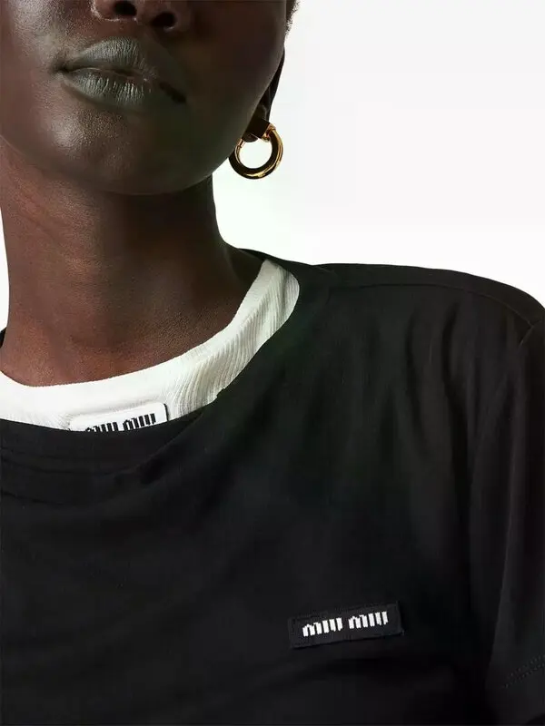 Miu Miu Cotton Logo Patch T-shirt