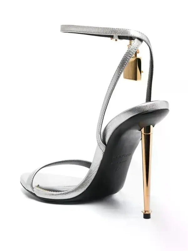 TOM FORD 105mm Padlock Metallic Open-toe Sandals - Grey