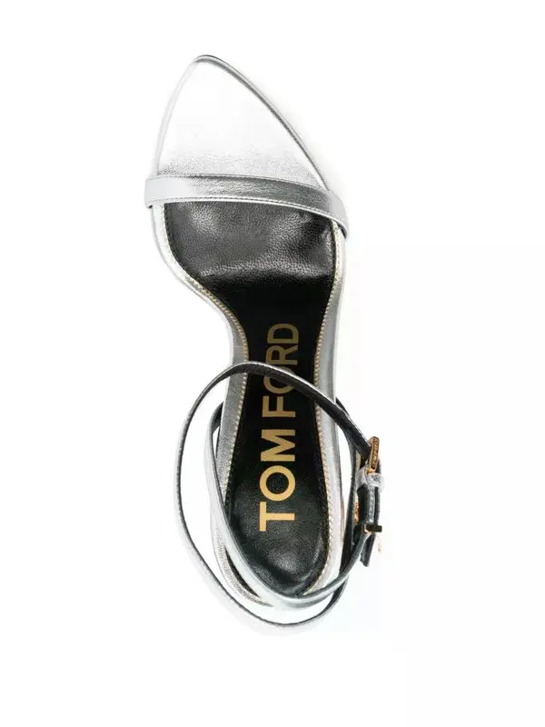 TOM FORD 105mm Padlock Metallic Open-toe Sandals - Grey