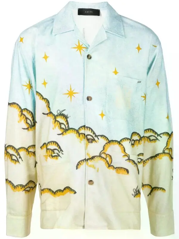 Amiri Sunscape-print Cotton Shirt - Blue