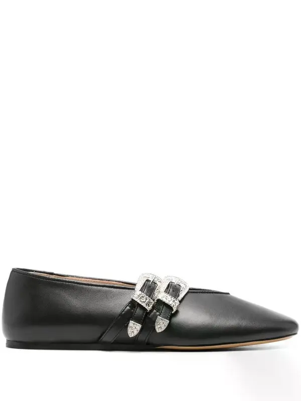 Le Monde Beryl Claudia Leather Ballet Flats - Black