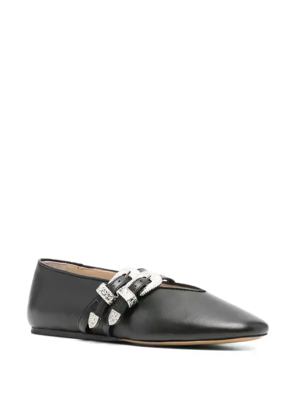 Le Monde Beryl Claudia Leather Ballet Flats - Black