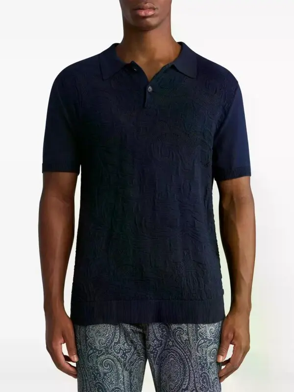 Etro Textured Knit Polo Shirt