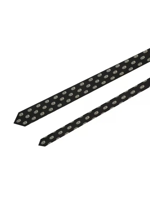 Dolce & Gabbana Jacquard Heraldic Shields Neck Tie - Black