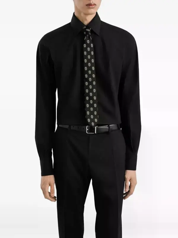 Dolce & Gabbana Jacquard Heraldic Shields Neck Tie - Black