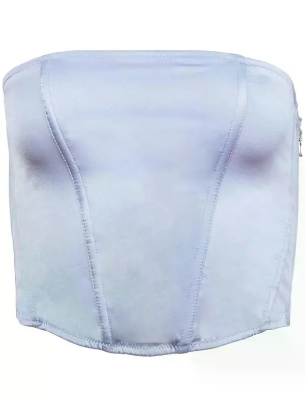 FLEUR DU MAL Silk Corset Top - Blue