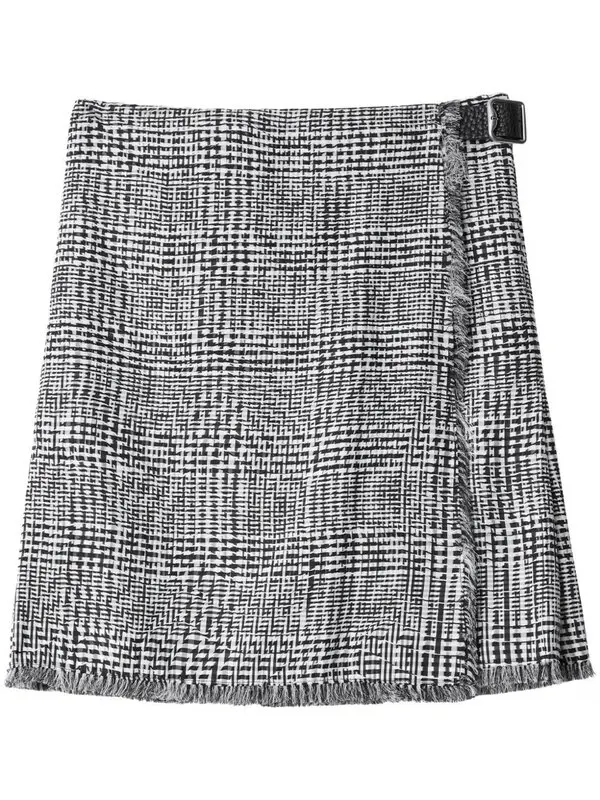 Burberry Plaid Fringed Miniskirt