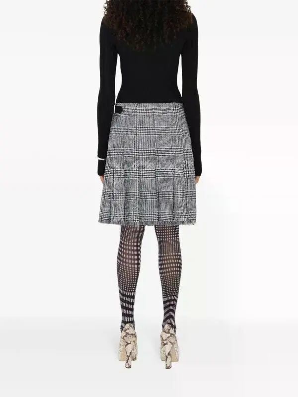 Burberry Plaid Fringed Miniskirt