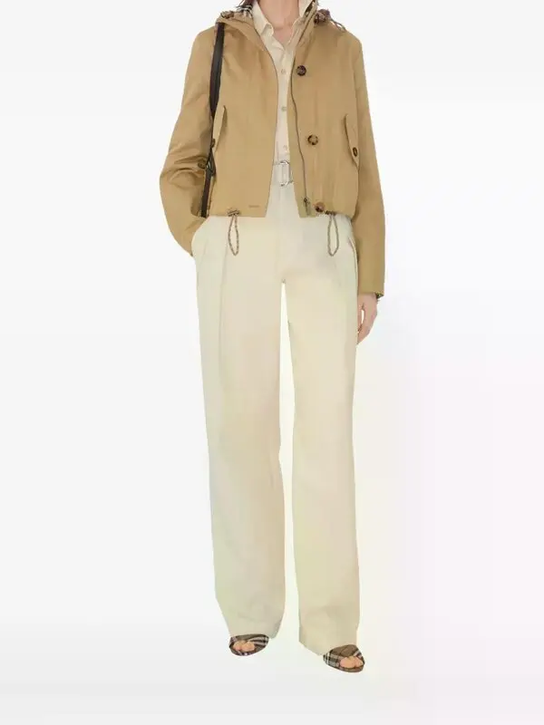 Burberry Short Gabardine Parka With Hood And Drawstring Details