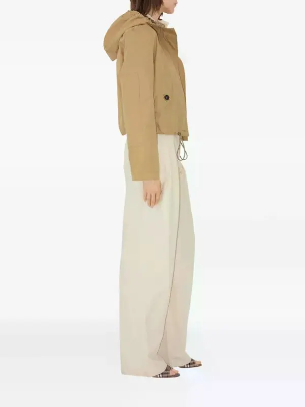 Burberry Short Gabardine Parka With Hood And Drawstring Details