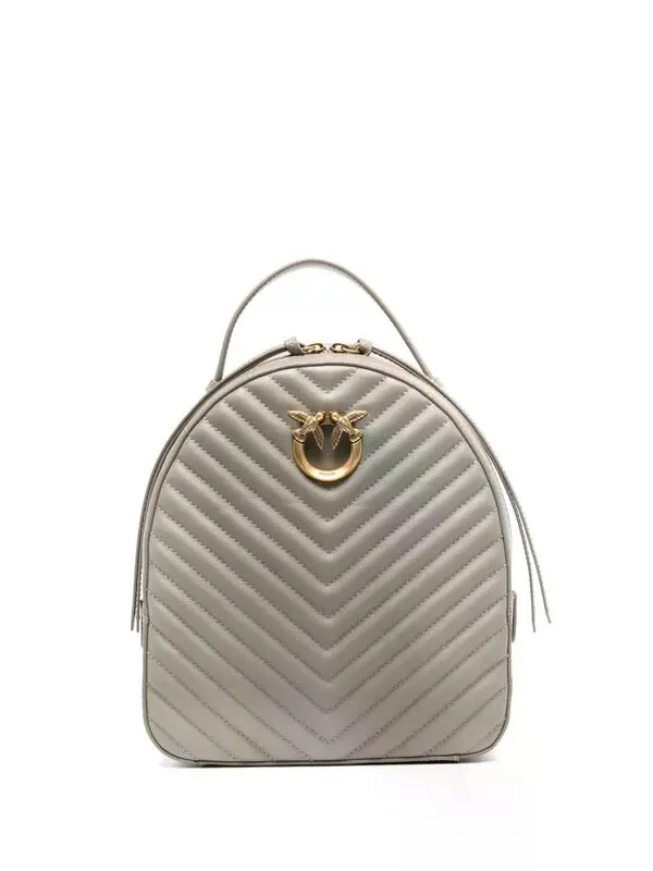 Pinko Love Leather Backpack - Neutrals
