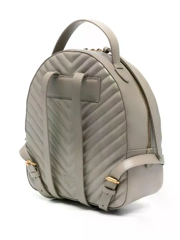 Pinko Love Leather Backpack - Neutrals