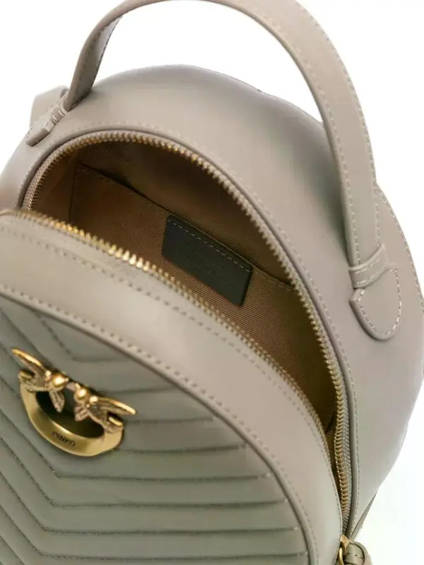 Pinko Love Leather Backpack - Neutrals