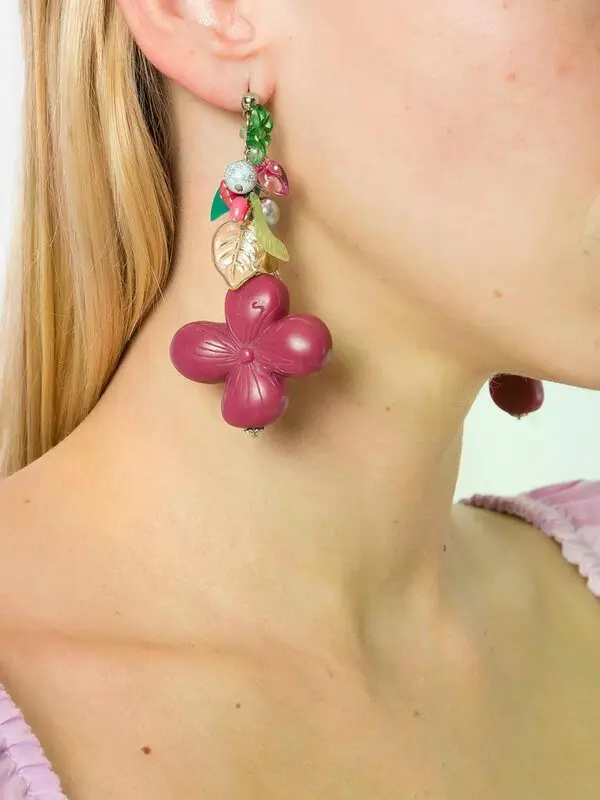 AMIR SLAMA Floral-appliqué Drop Earrings