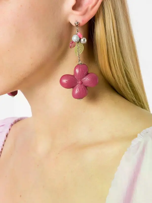 AMIR SLAMA Floral-appliqué Drop Earrings