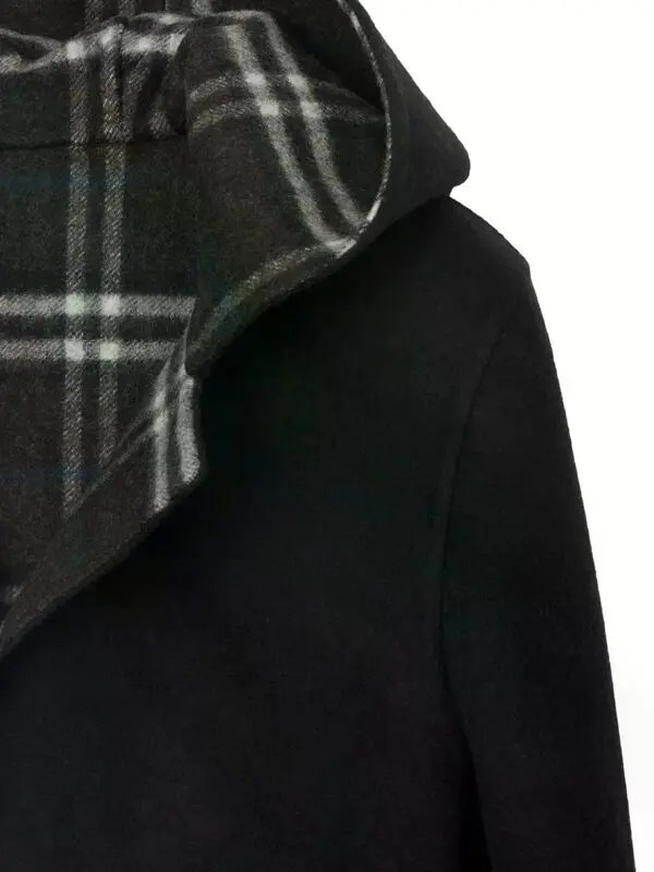 Burberry Reversible Coat With Detachable Belt And Hood - Black
