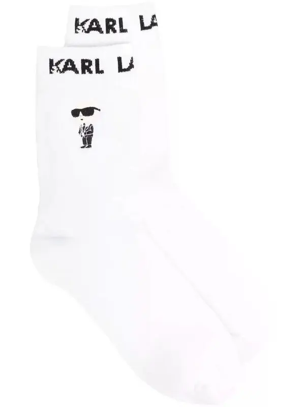 Karl Lagerfeld Ikonik Intarsia-knit Socks Pack Of Three - White