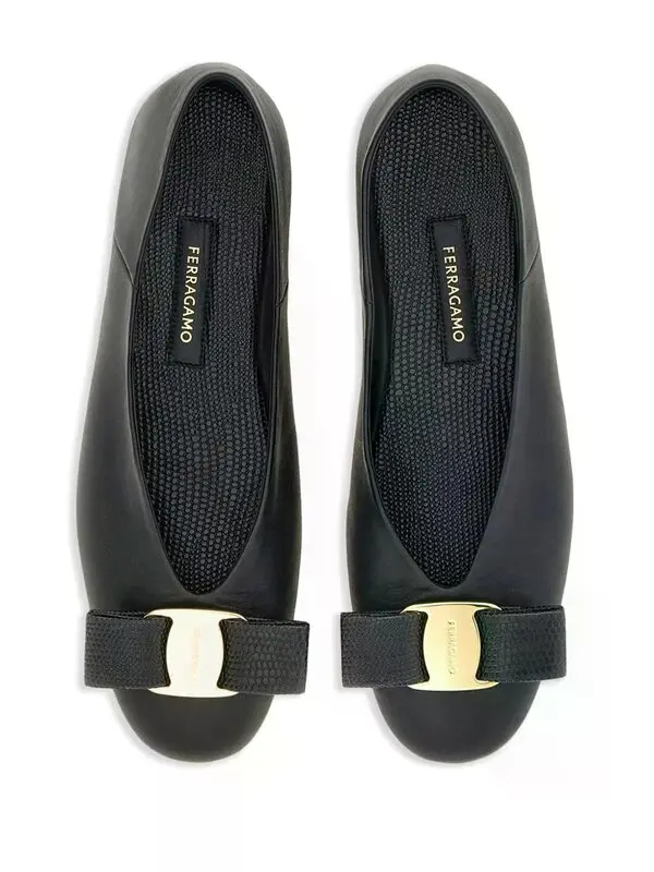FERRAGAMO Vara Leather Ballerina Shoes