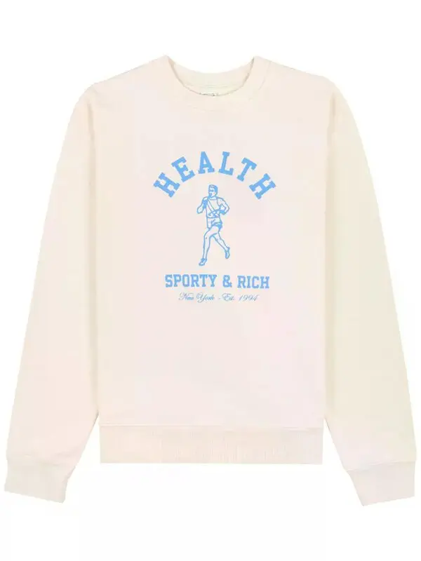 SPORTY & RICH Ny Running Club Cotton Sweatshirt - Neutrals