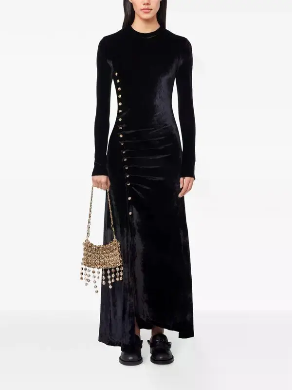 Rabanne Draped Velvet Maxi Dress