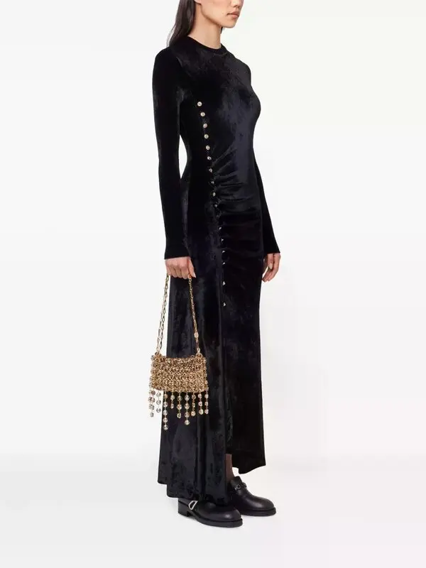Rabanne Draped Velvet Maxi Dress