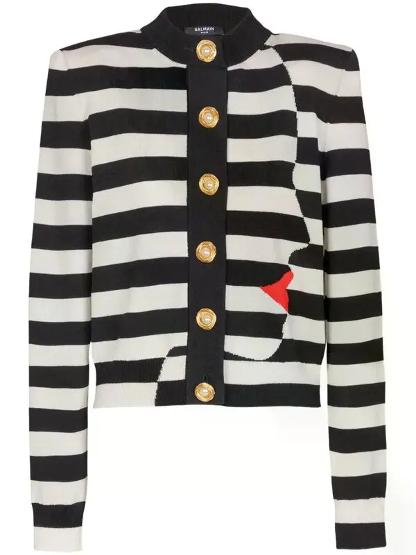 Balmain Face Mariniere Cardigan - Black