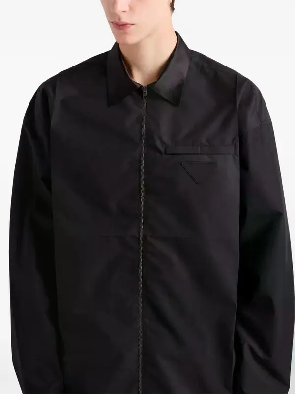 Prada Cotton Technical Jersey Zip Up Shirt