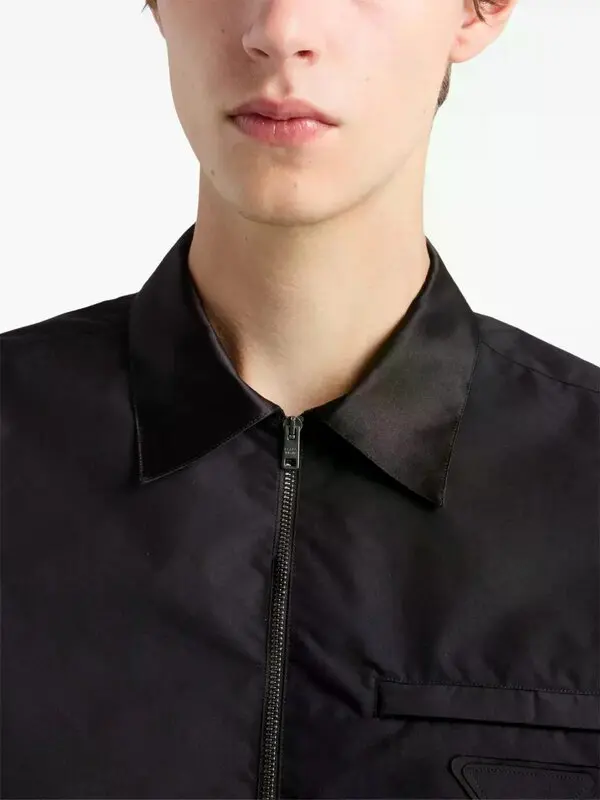 Prada Cotton Technical Jersey Zip Up Shirt