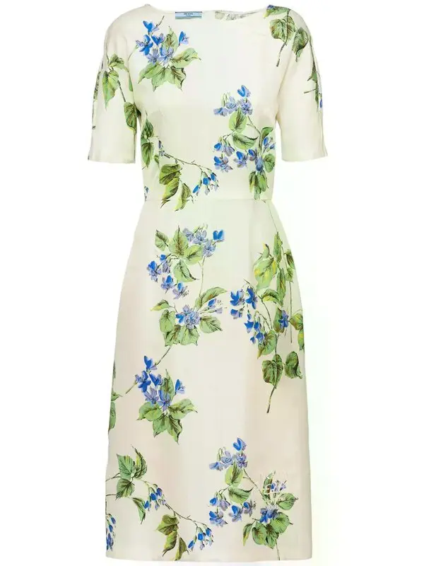 Prada Floral-print Twill Dress