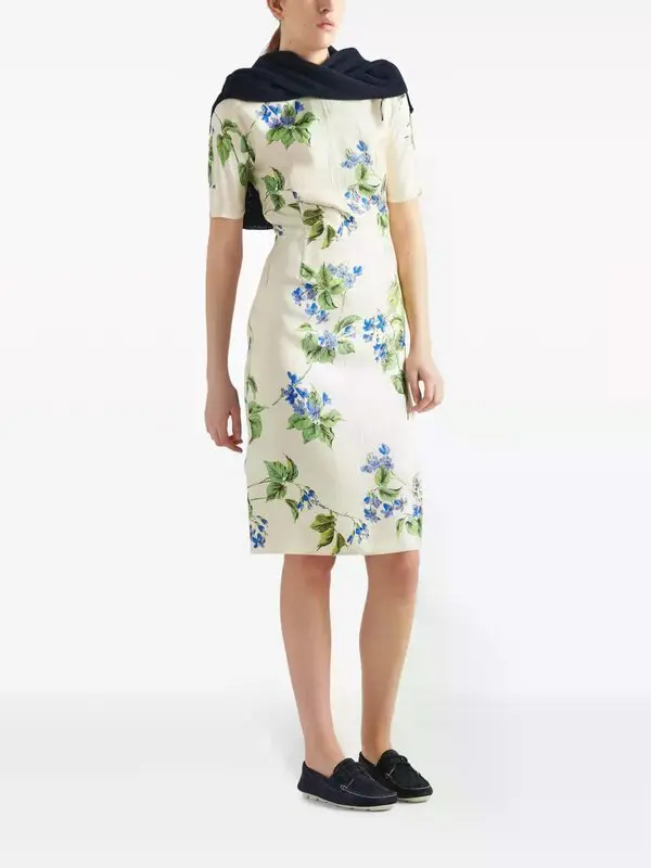 Prada Floral-print Twill Dress
