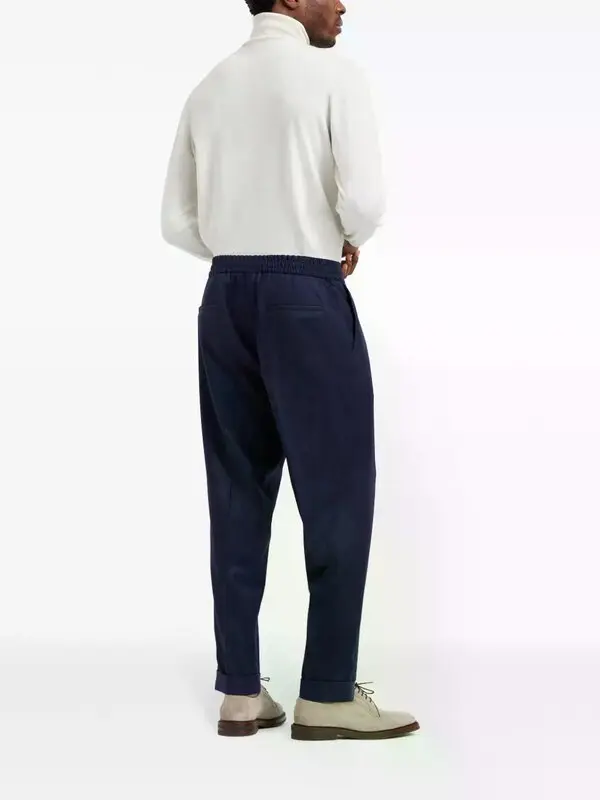 Brunello Cucinelli Drawstring-waistband Wool Tapered Trousers - Blue