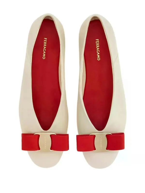 FERRAGAMO Vara Leather Ballerina Shoes